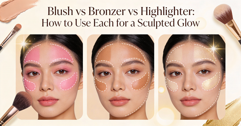 Blush vs Bronzer vs Highlighter Guide