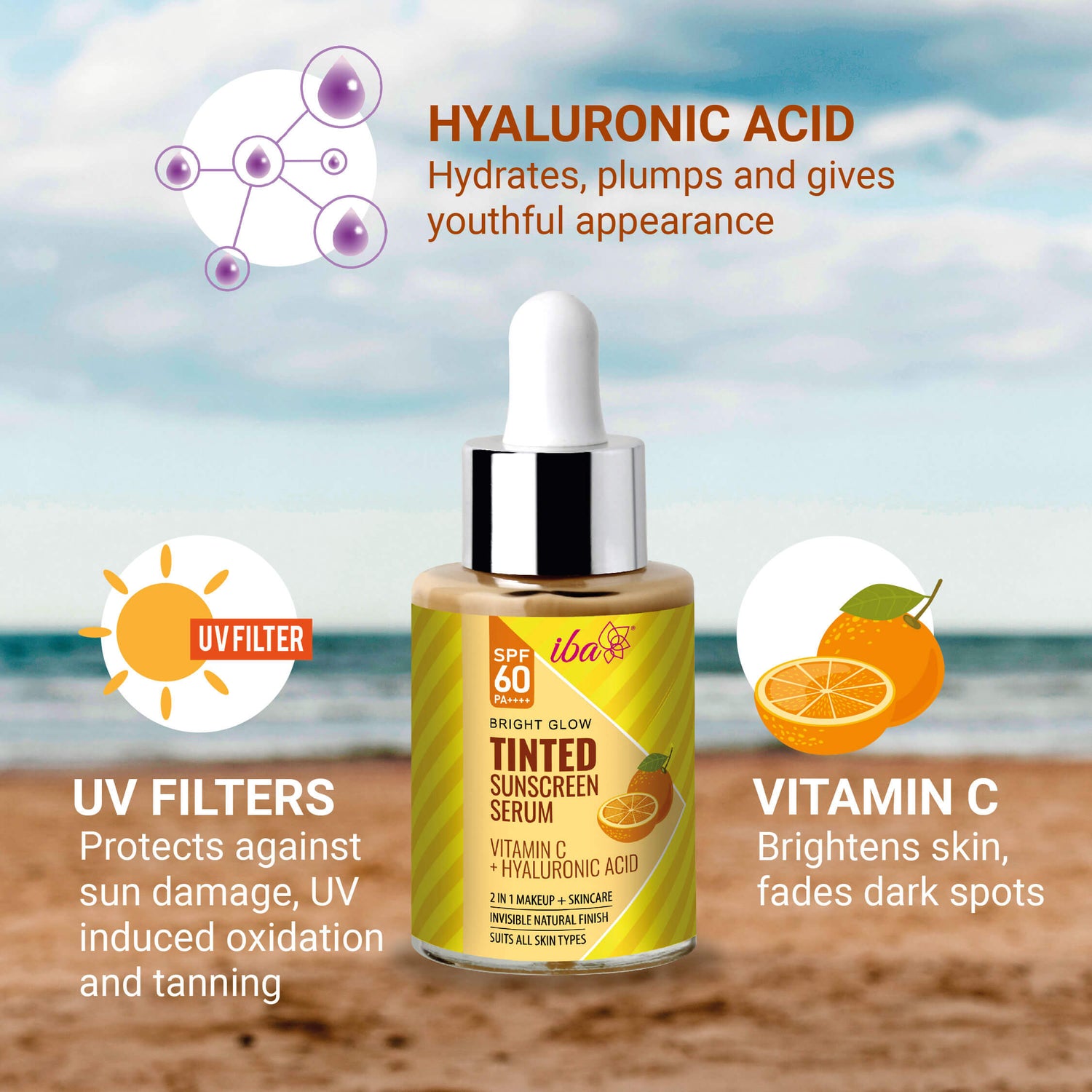 Buy Tinted Sunscreen Serum SPF 60 Online - Iba Cosmetics